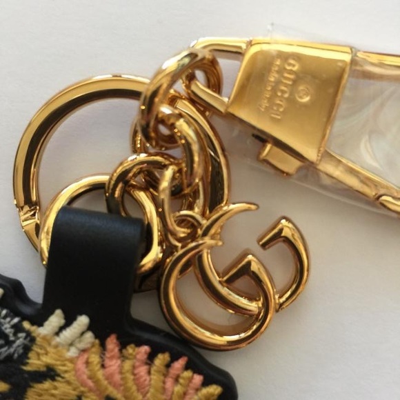 Gucci | Accessories | Gucci Tiger Keychain Embroidered Tiger Head ...